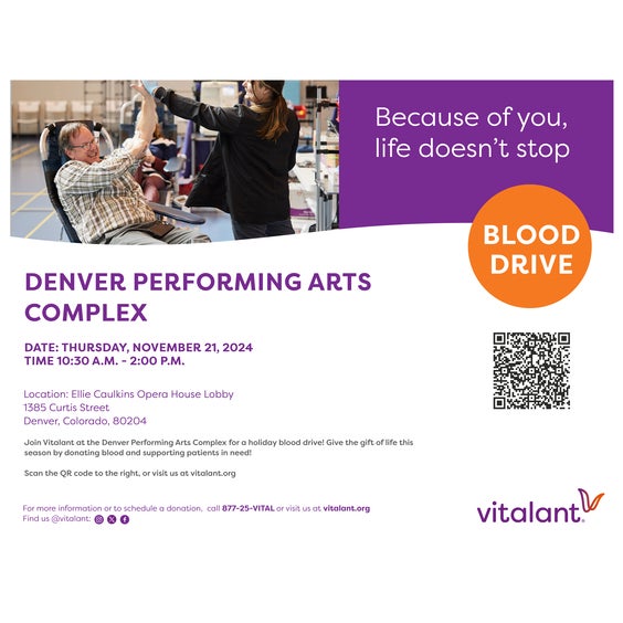 Vitalant Holiday Blood Drive | Denver Arts & Venues